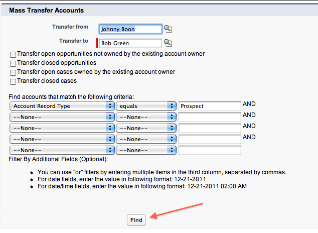 Mass transfer of account ownership (Propertybase Salesforce Edition)