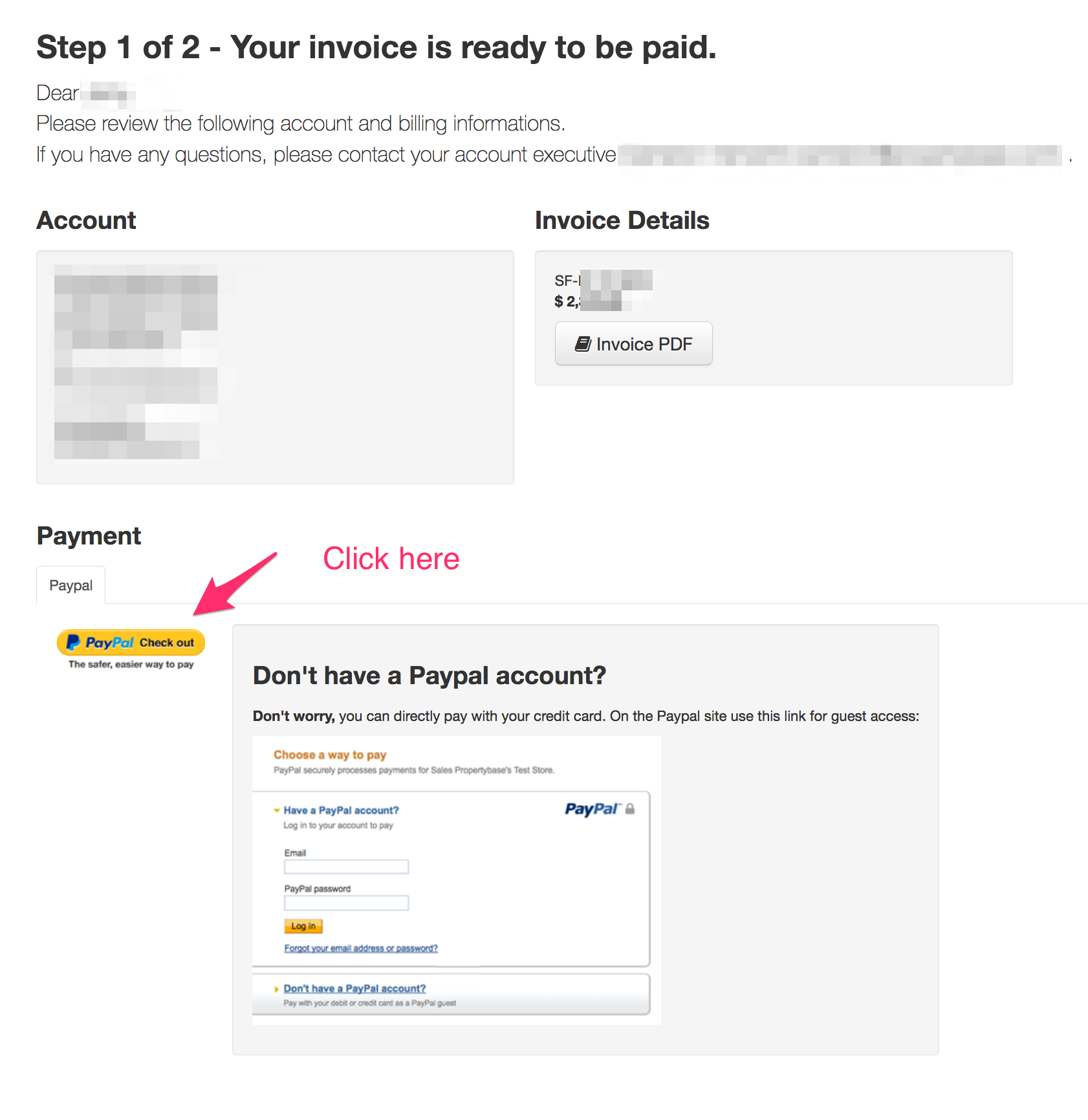 Make a payment to Propertybase (Propertybase Salesforce Edition)