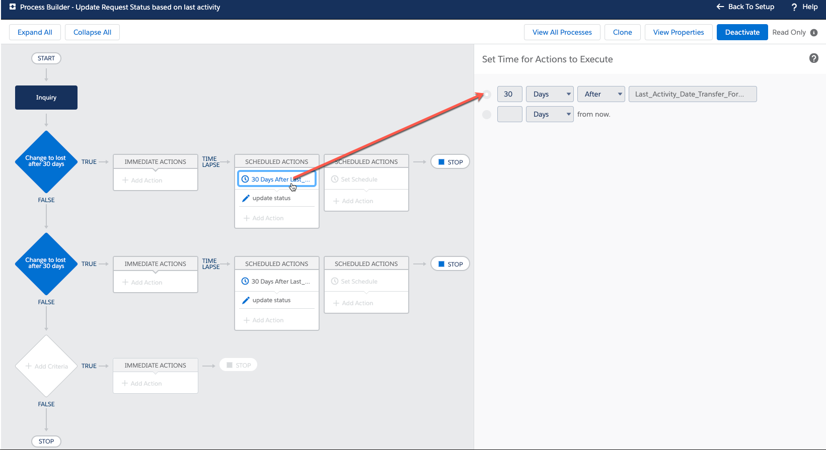 Process builder: send alerts or change record status if there has been ...