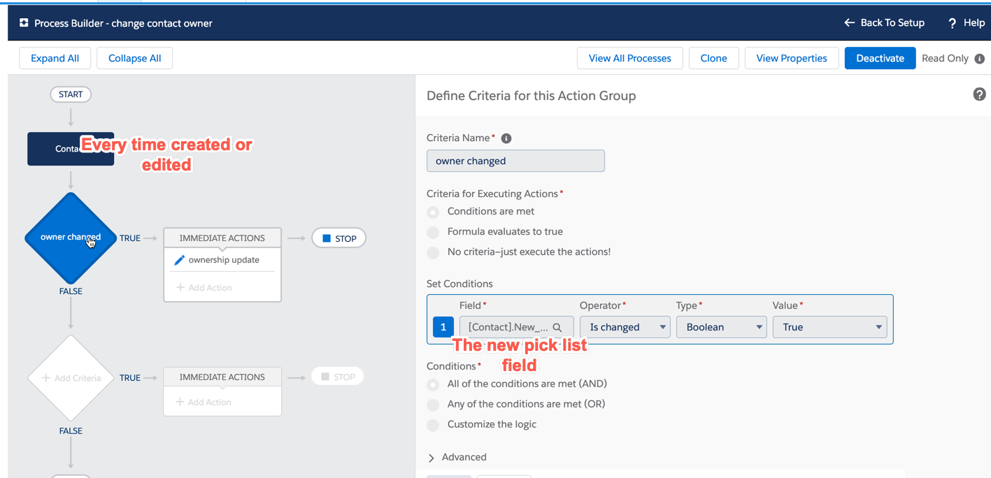 Process builder example: changing contact owner without re-assigning ...