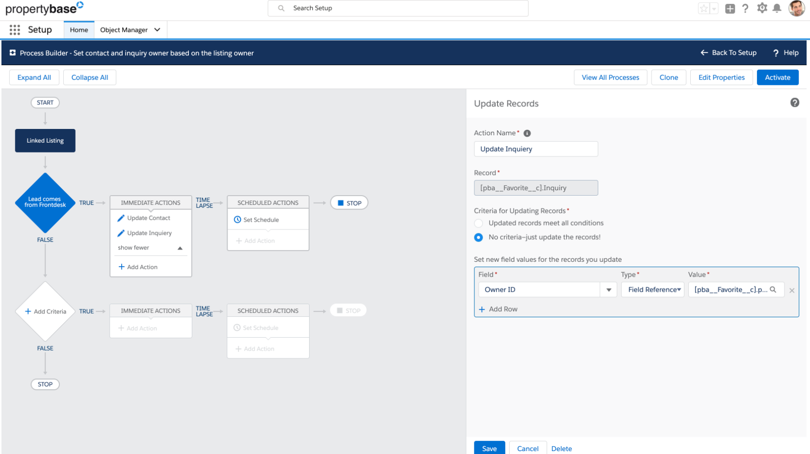 Set contact and inquiry owner based on the linked listing's agent (Propertybase Salesforce Edition)