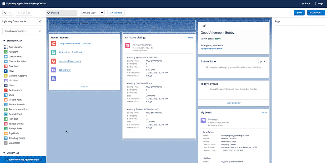 Add reports and dashboards to the home page (Propertybase Salesforce ...