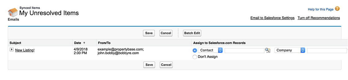 Track outside email activity (Propertybase Salesforce Edition)