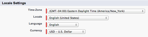 Manage time zones, language and currency (Propertybase Salesforce Edition)