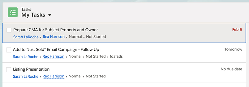 Use tasks (Propertybase Salesforce Edition)