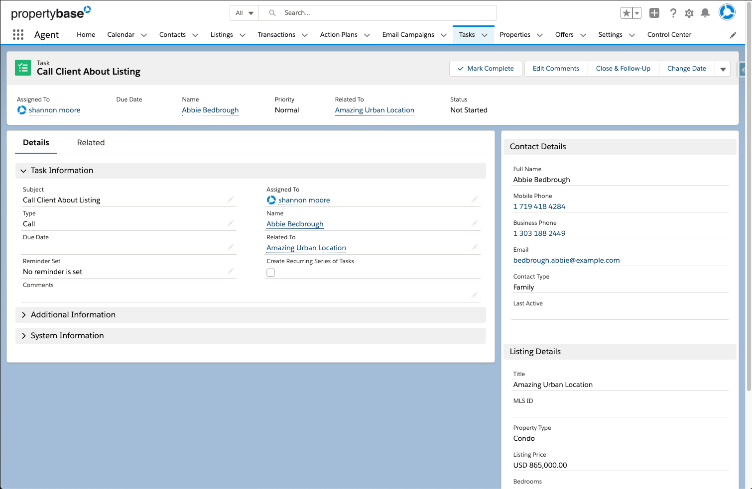 Add a related object's information on a task's view (Propertybase ...