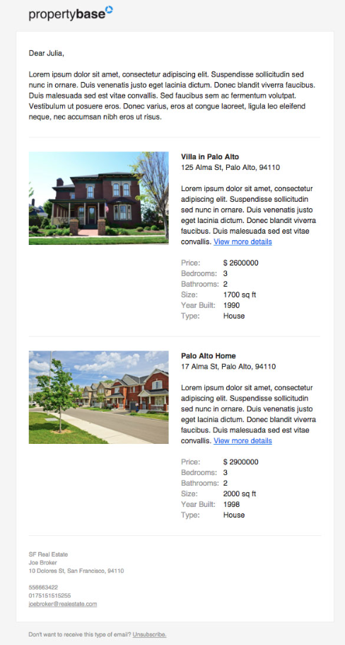 Propertybase example templates (Propertybase Salesforce Edition)