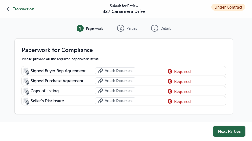 Submit your transaction for review (Transact)