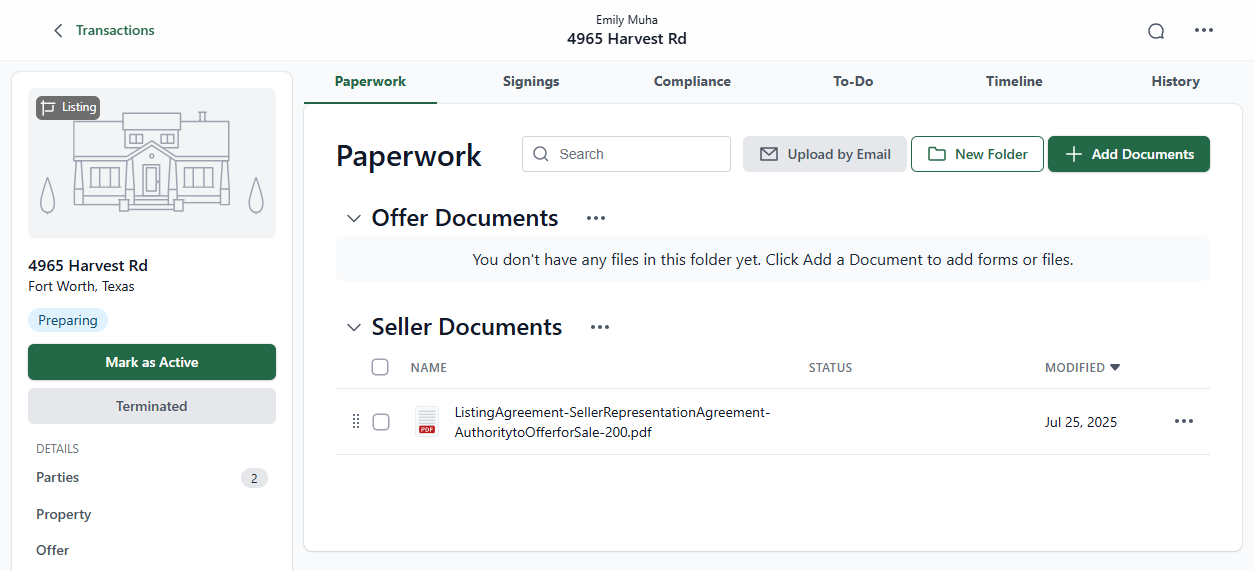 Update property details or listing information (Transact)
