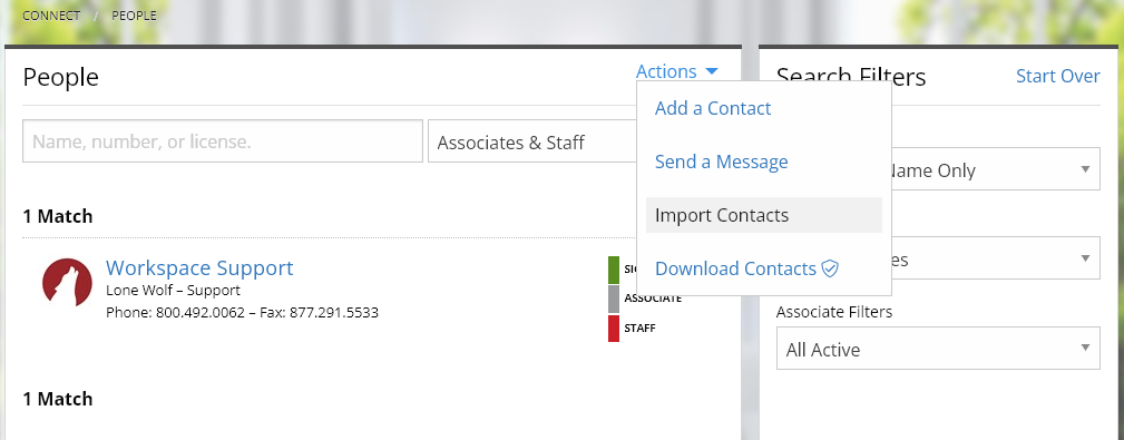 Import personal contacts (Workspace)