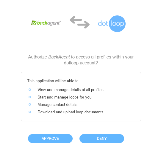 Authorize the Workspace integration with Dotloop (Workspace)