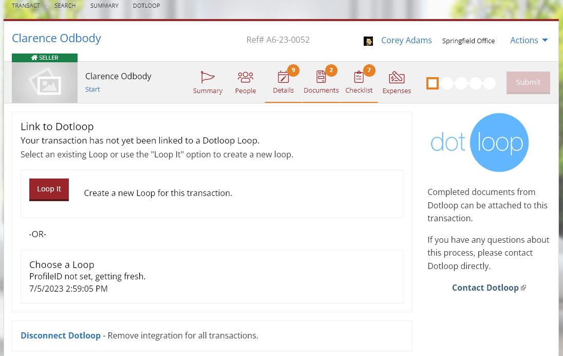 Authorize the Workspace integration with Dotloop (Workspace)