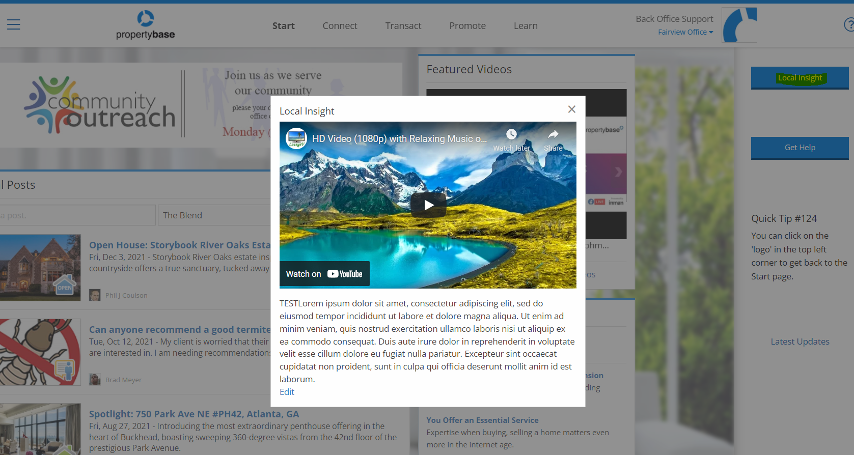 System insights: Add a training video (Workspace)