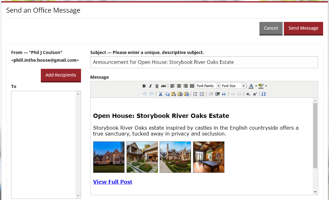 Announce or share a post (Workspace)