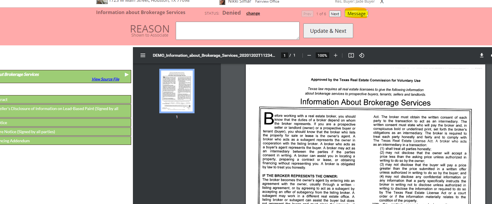 Review a transaction (Workspace)