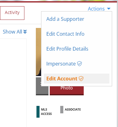 Associate account details defined (Workspace)