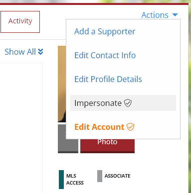 Impersonate an associate (Workspace)