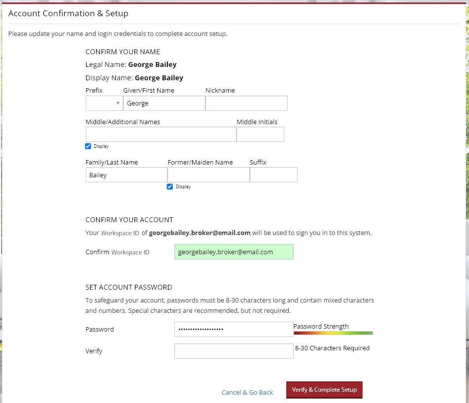 Account verification process (Workspace)