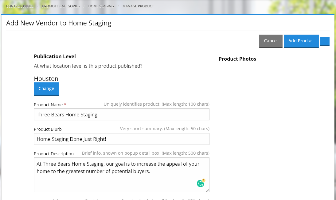 Add a vendor to the Marketplace (Workspace)