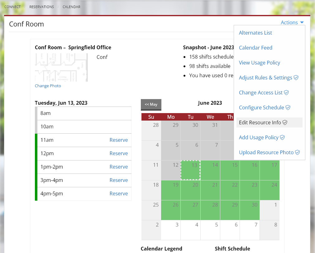 Remove a Reservations calendar (Workspace)