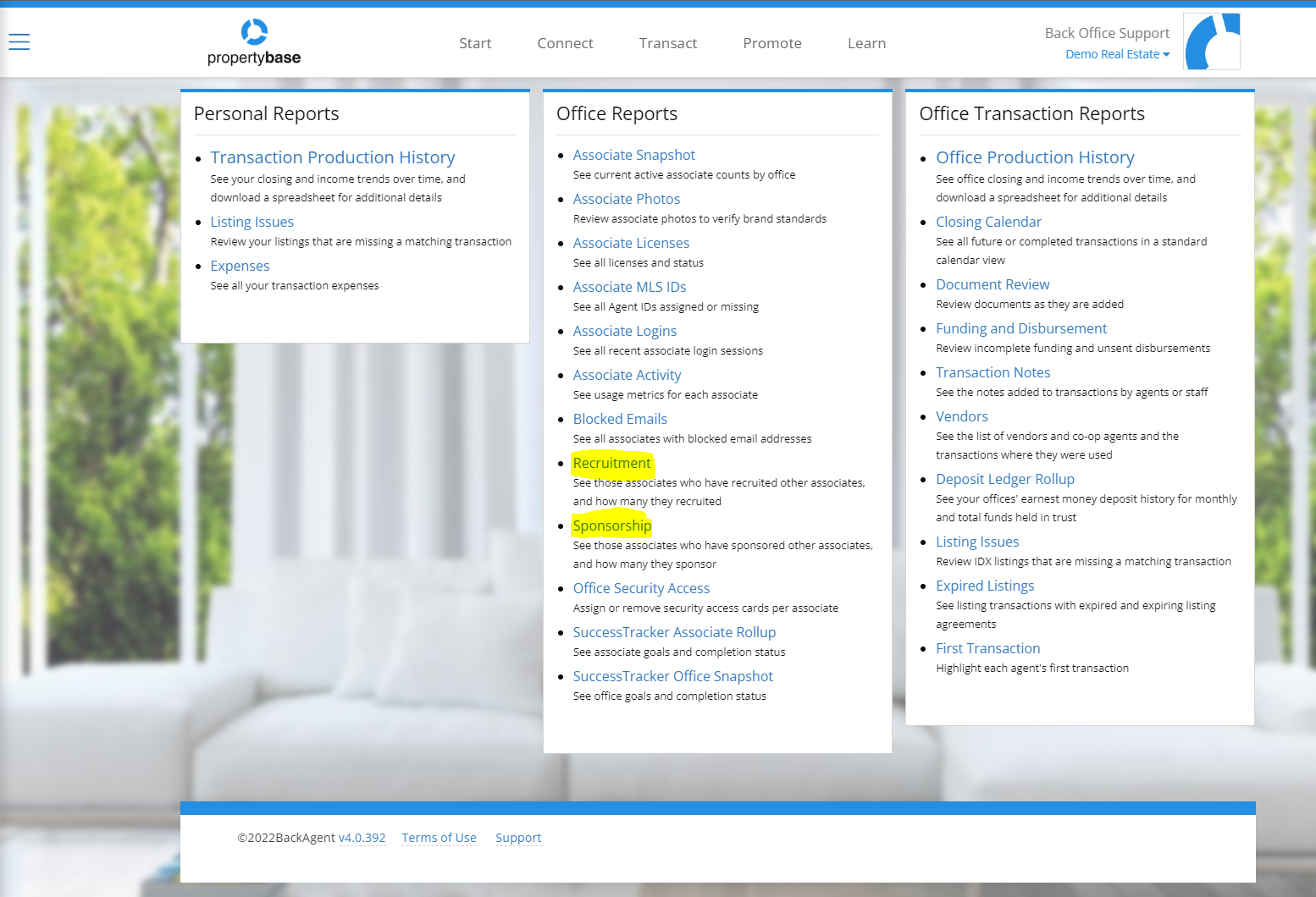 Recruitment and Sponsorship reports (Workspace)