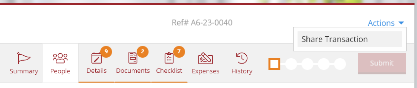 Share transactions with supporters (Workspace)