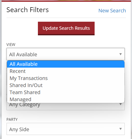 Search, filter, and view transactions (Workspace)