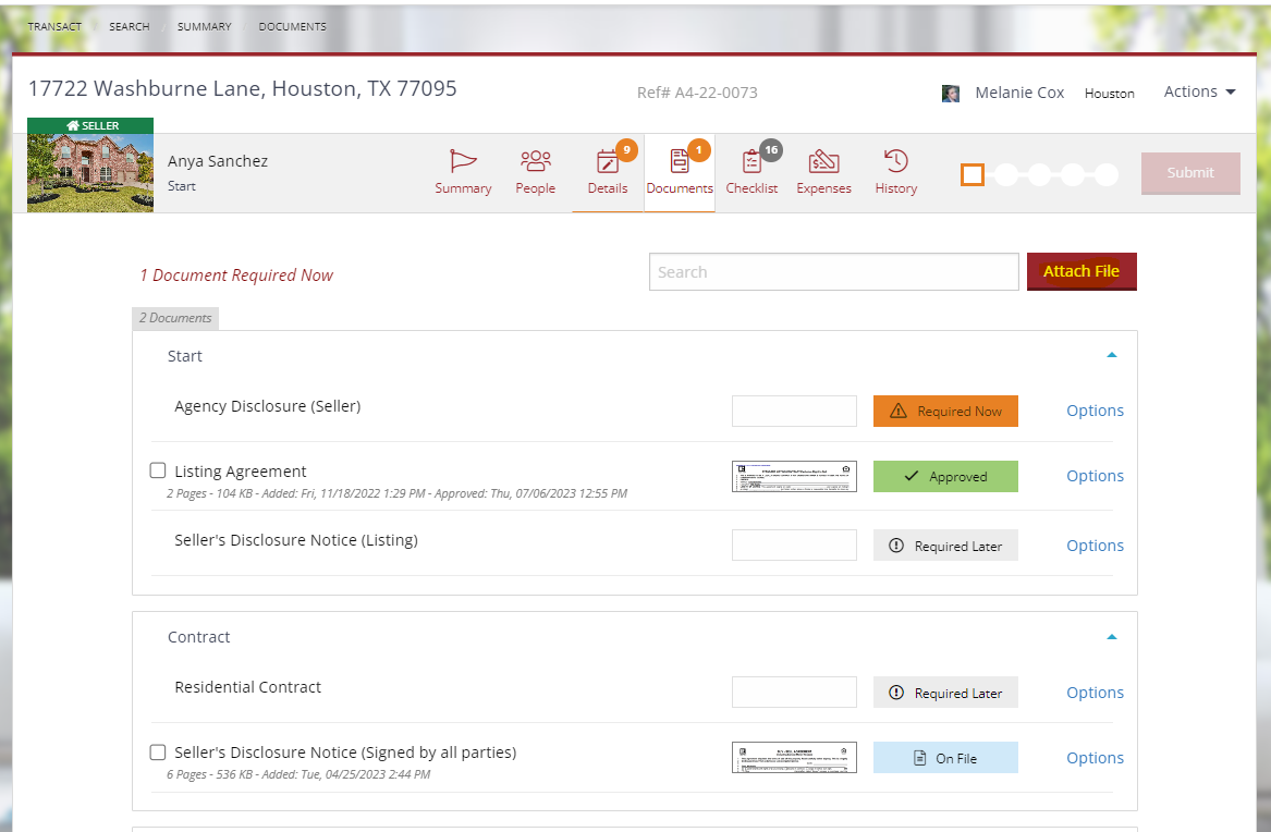 Add optional documents to a transaction (Workspace)