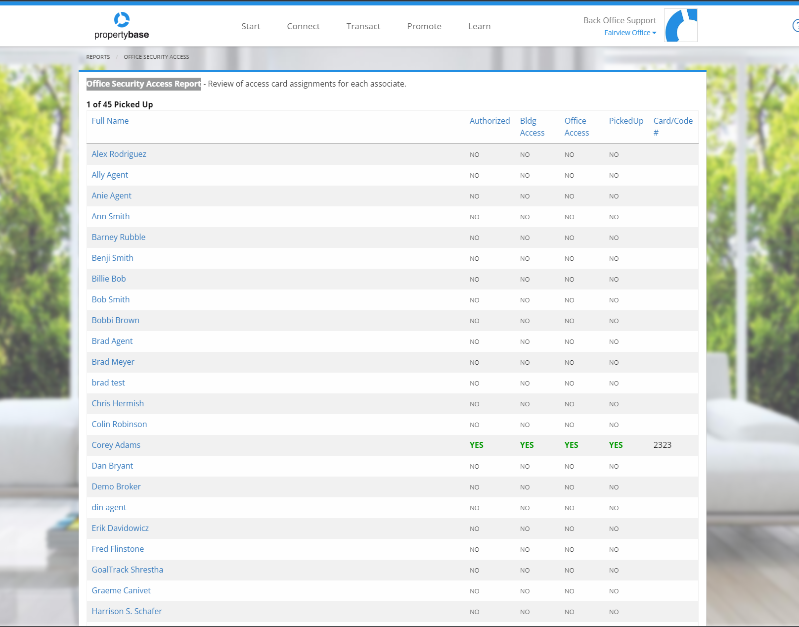 Office Security Access report (Workspace)