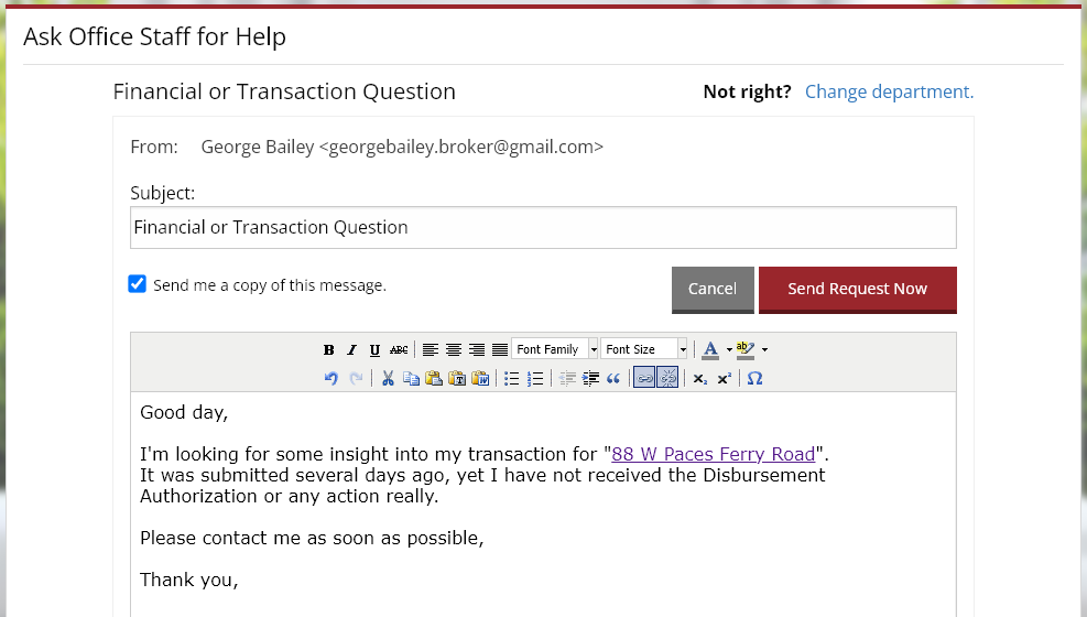 Ask local staff a question (Workspace)
