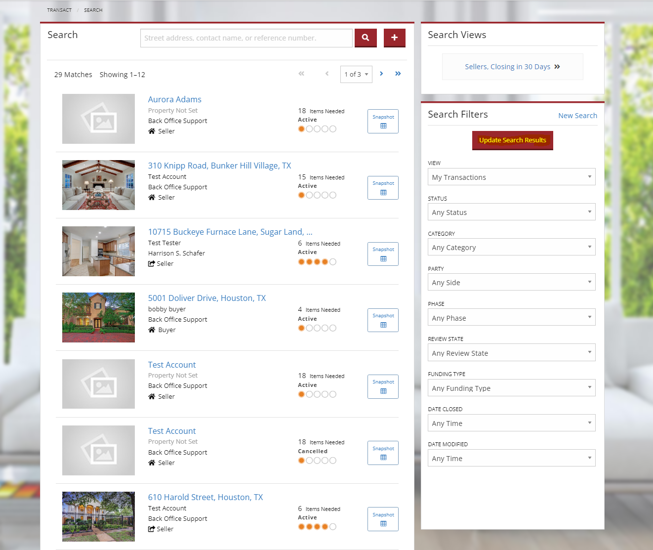 Search, filter, and view transactions (Workspace)