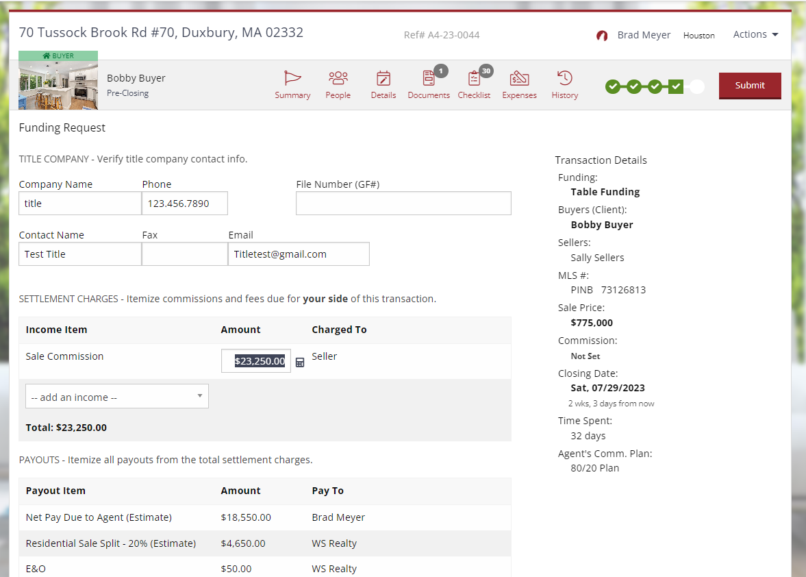Submit a transaction for review and approval (Workspace)