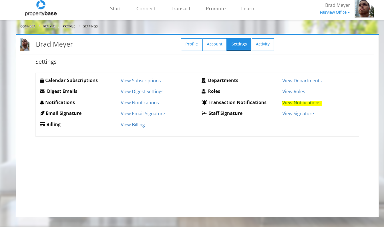 Set up transaction notifications (Workspace)