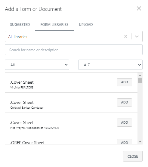Add a document or form to a transaction or template (zipForm Edition)