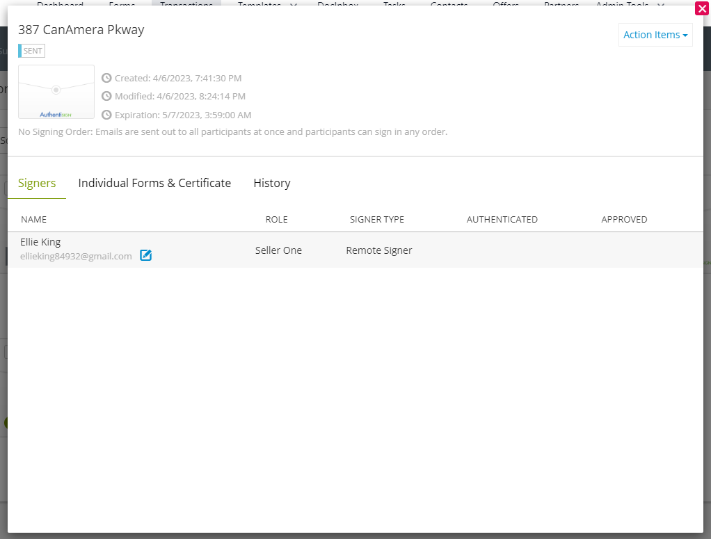Add a CC participant to an in-progress signing (Authentisign for zipForm)